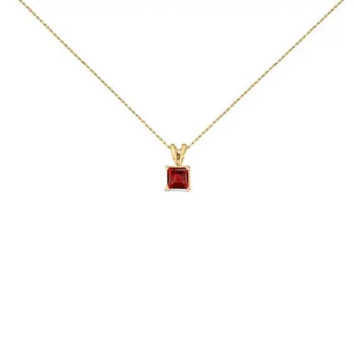 HAUS OF BRILLIANCE 14k Gold Gemstone Solitaire Pendant Necklace - Red Garnet | Yellow
